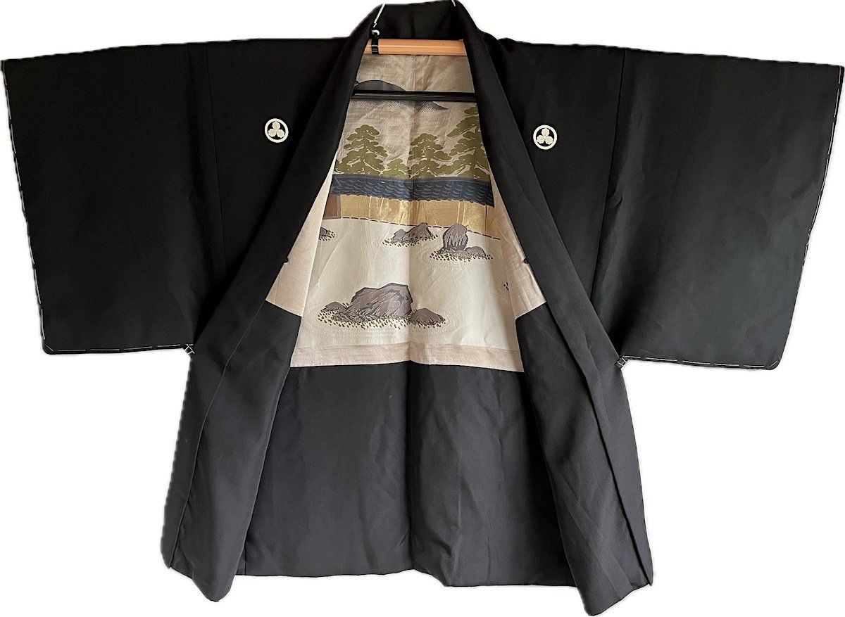 Luxe Haori homme Antique - Mitsu Kashiwa Montsuki - Jardin Zen - Ryoanji