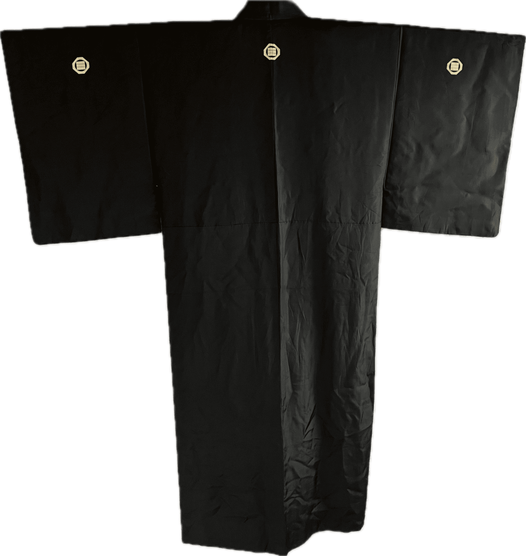 Antique kimono japonais homme soie noire Sumikiri-kaku Montsuki