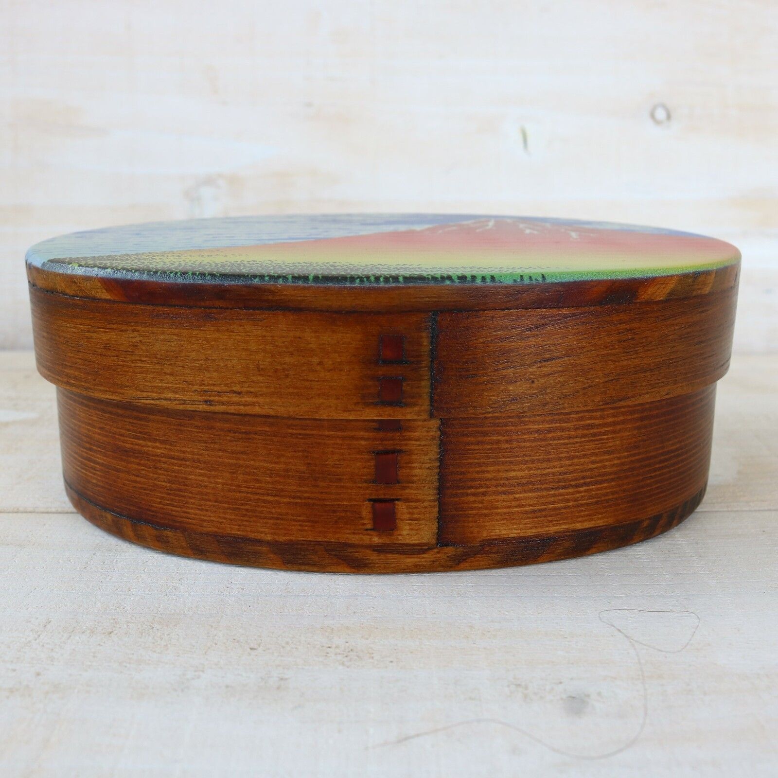 Bento Box Japonaise en Bois – Ukiyo-e « Aka Fuji » Mont Fuji Rouge