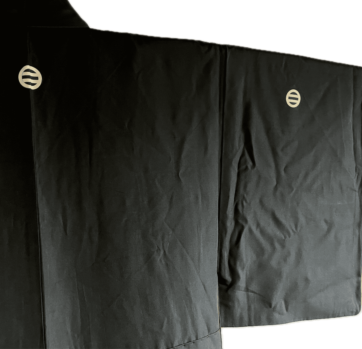 Kimono japonais Homme Antique Soie Noire - Futatsu Hiki MonTsuki