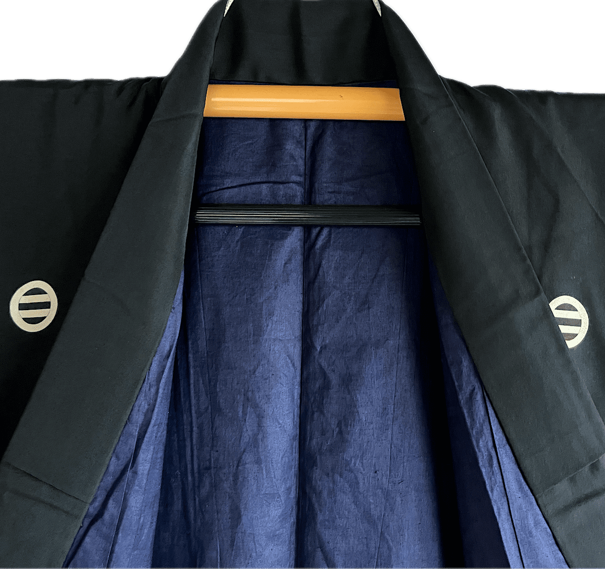Kimono japonais Homme Antique Soie Noire - Futatsu Hiki MonTsuki