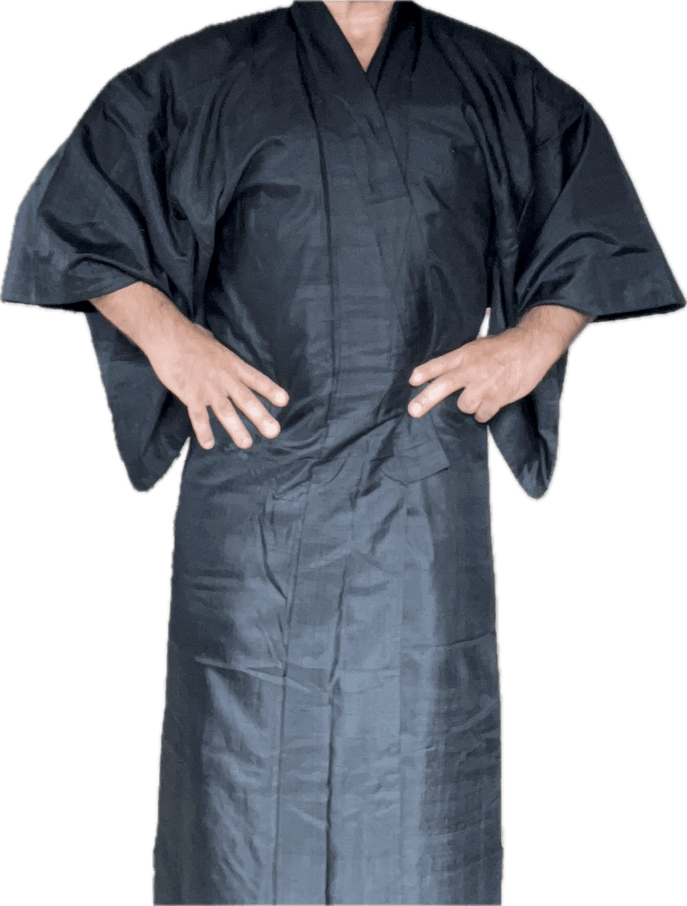 Kimono japonais traditionnel homme -Soie noire Tsumugi - Kajinoha Montsuki