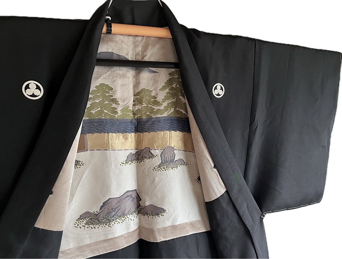 Luxe Haori homme Antique - Mitsu Kashiwa Montsuki - Jardin Zen - Ryoanji