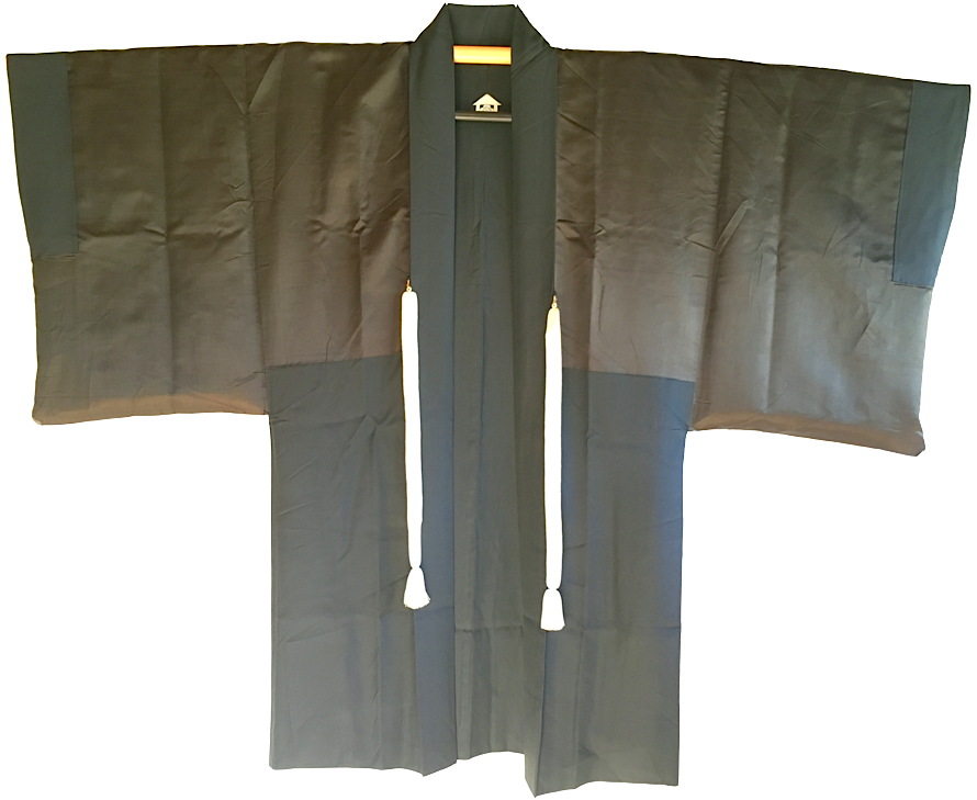 Rare luxe antique haori samourai soie noire Kamon Uchida Mokkou Torii ...